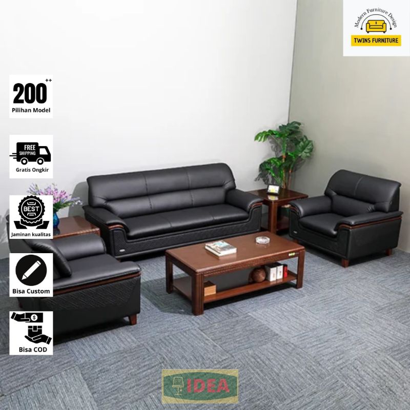 Jual IDEA - Set Sofa Furniture Kantor Sofa Mewah Hitam & Coklat Elegant ...