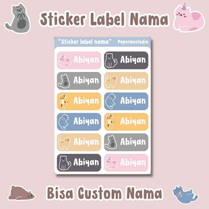 Jual LABEL NAMA - Sticker label nama buku sekolah bisa custom warna ...