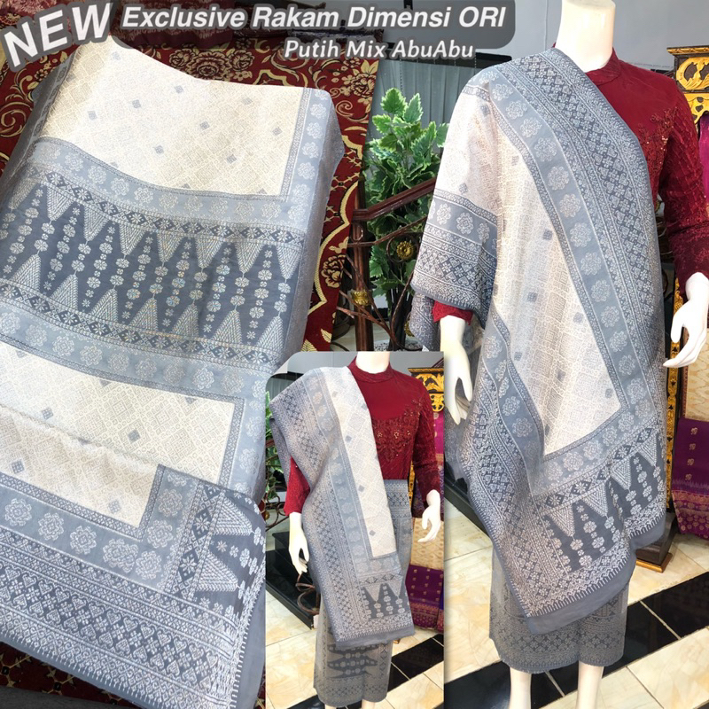 Jual NEW EXCLUSIVE Songket Rakam Dimensi ORI /Putih Mix AbuAbu/songket ...