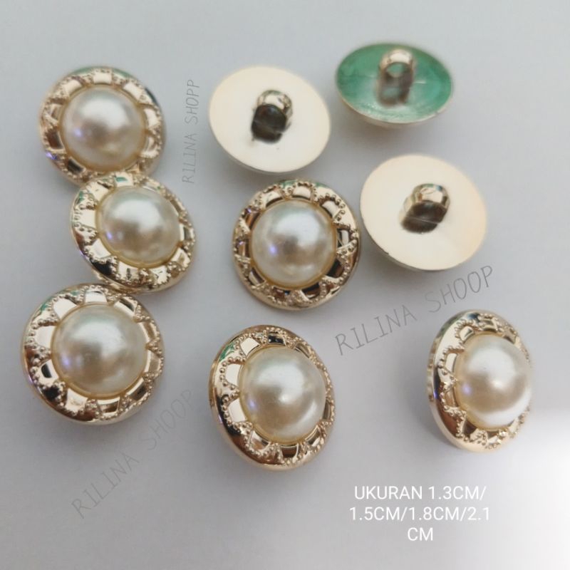 Jual 25 Pcs Kancing Mutiara Gold List Bintang Timbul Ukuran 1.3 cm/1.5 ...