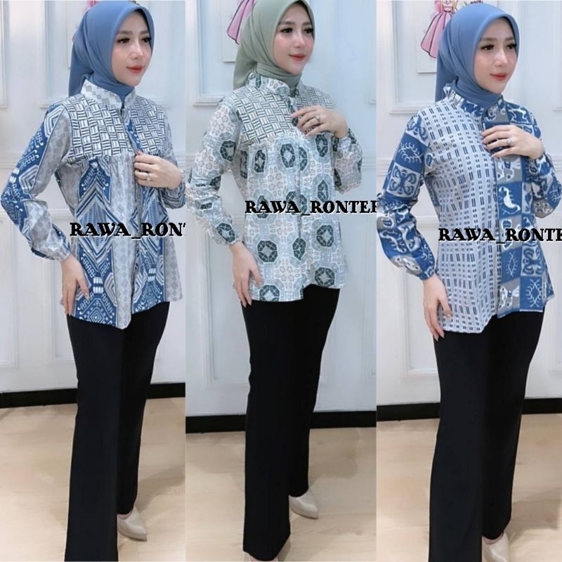 Jual BAJU BATIK WANITA MODERN MONALISA GENES M,L,XL asli | Shopee Indonesia
