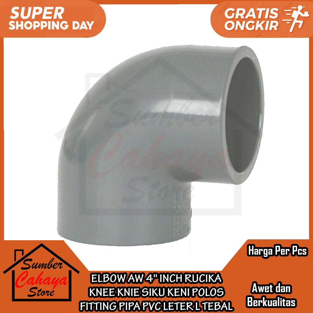 Jual Rucika Elbow 4 inch Aw Lbow Elbo Knee Knie Siku Keni Polos Fitting Pipa Pvc Belokan ...