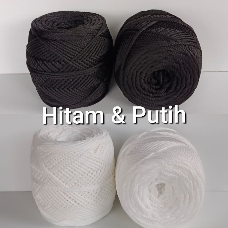 Jual BENANG RAJUT POLYESTER / POLY KILAP HITAM & PUTIH | Shopee Indonesia