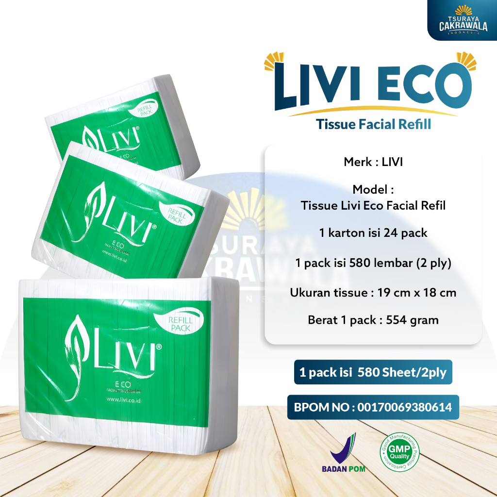 Jual Tissue LIVI Eco Facial Refill 554 Gram TERMURAH /Promo Tisu Wajah ...