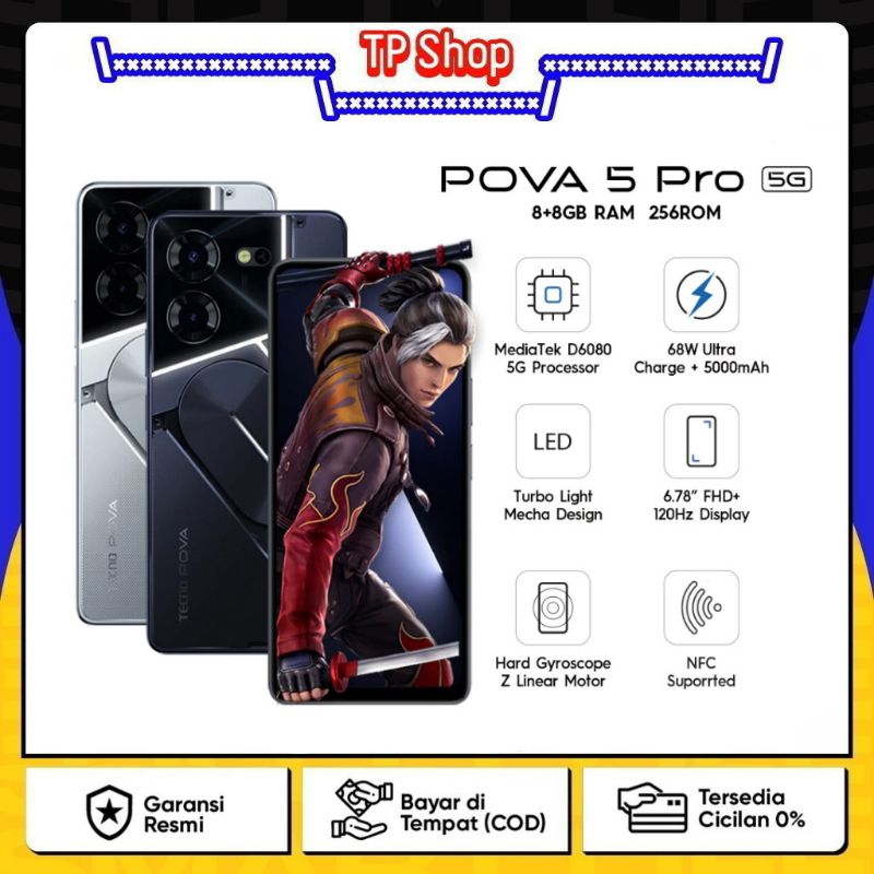 Jual Tecno Pova 5 Pro 5G 8/256 Garansi Resmi | Shopee Indonesia