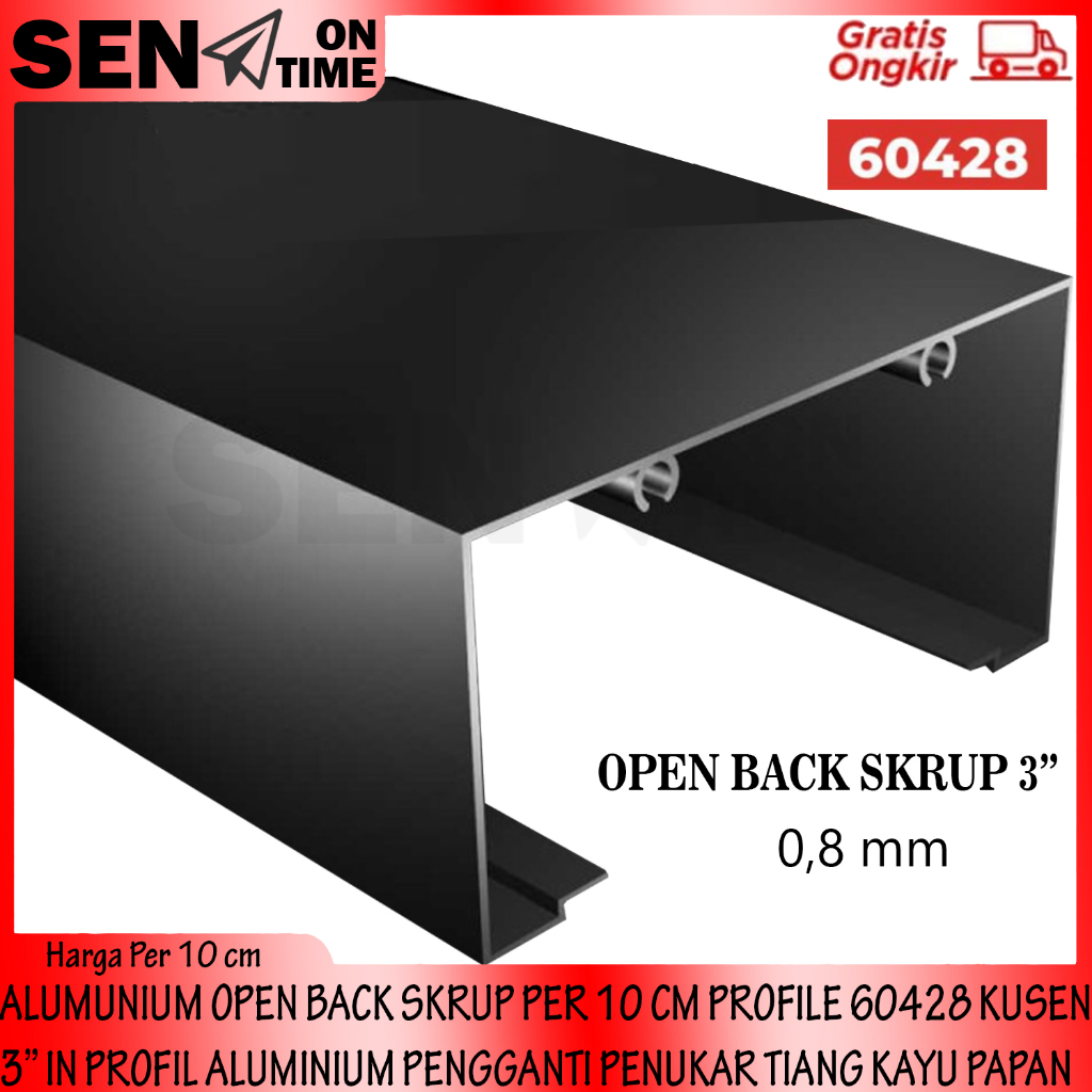 Jual ALUMINIUM ALUMUNUM PROFILE 60428 OPEN BACK SKRUP KUSEN 3” INCH PER ...