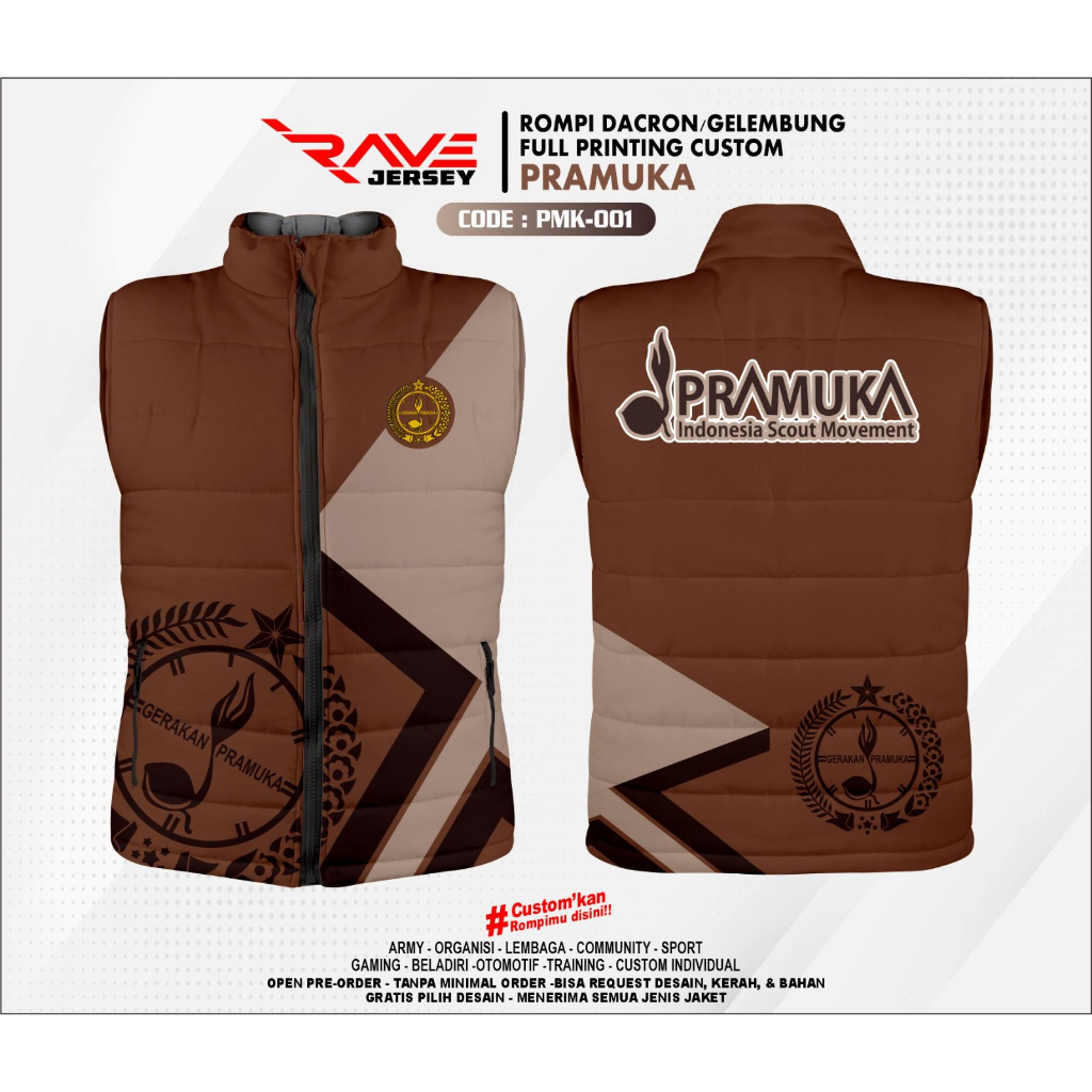 Jual ROMPI PUFFER/DACRON/GELEMBUNG PRAMUKA SESI 1 FULL PRINTING ...