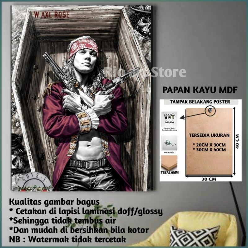 Jual Hiasan dinding bahan papan kayu mdf poster exl gnr untuk walldekor ...