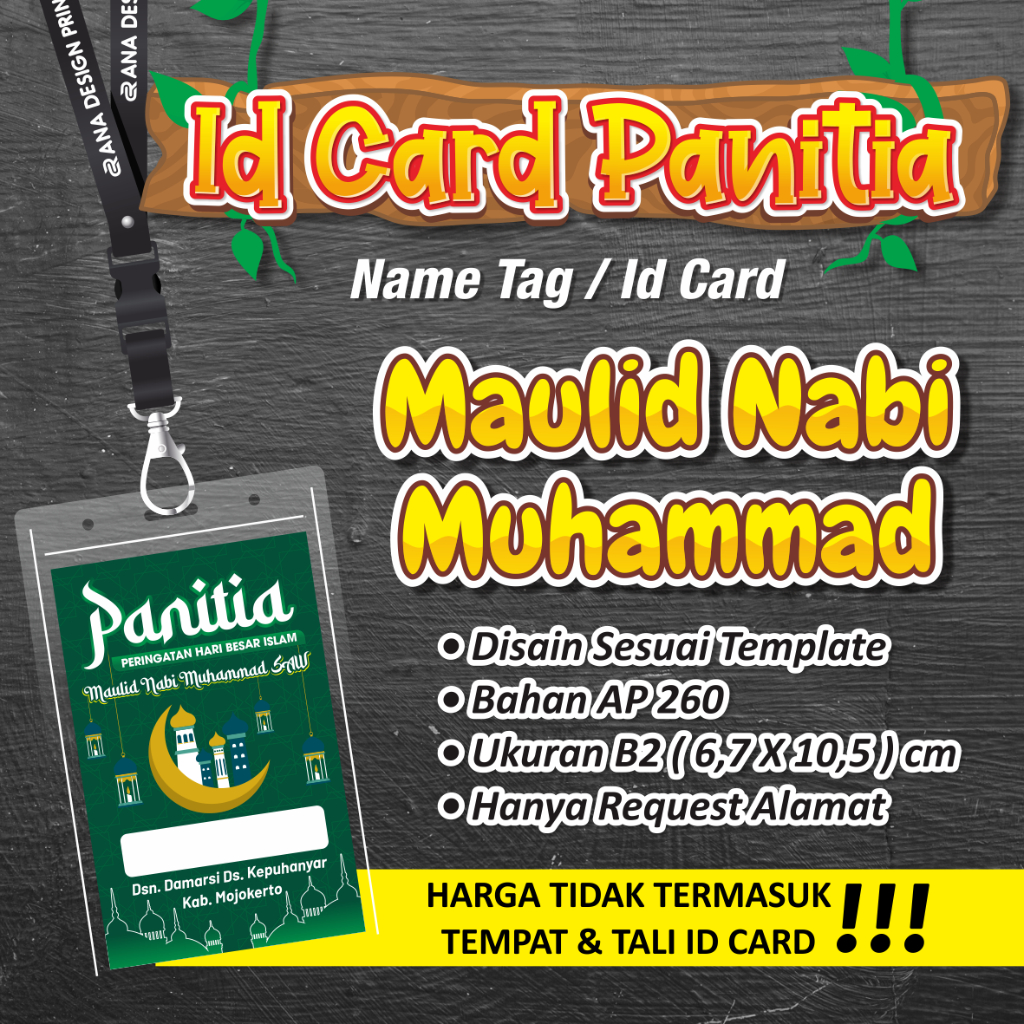 Jual ID CARD PANITIA MAULID NABI MUHAMMAD // NAME TAG PANITIA MAULID ...