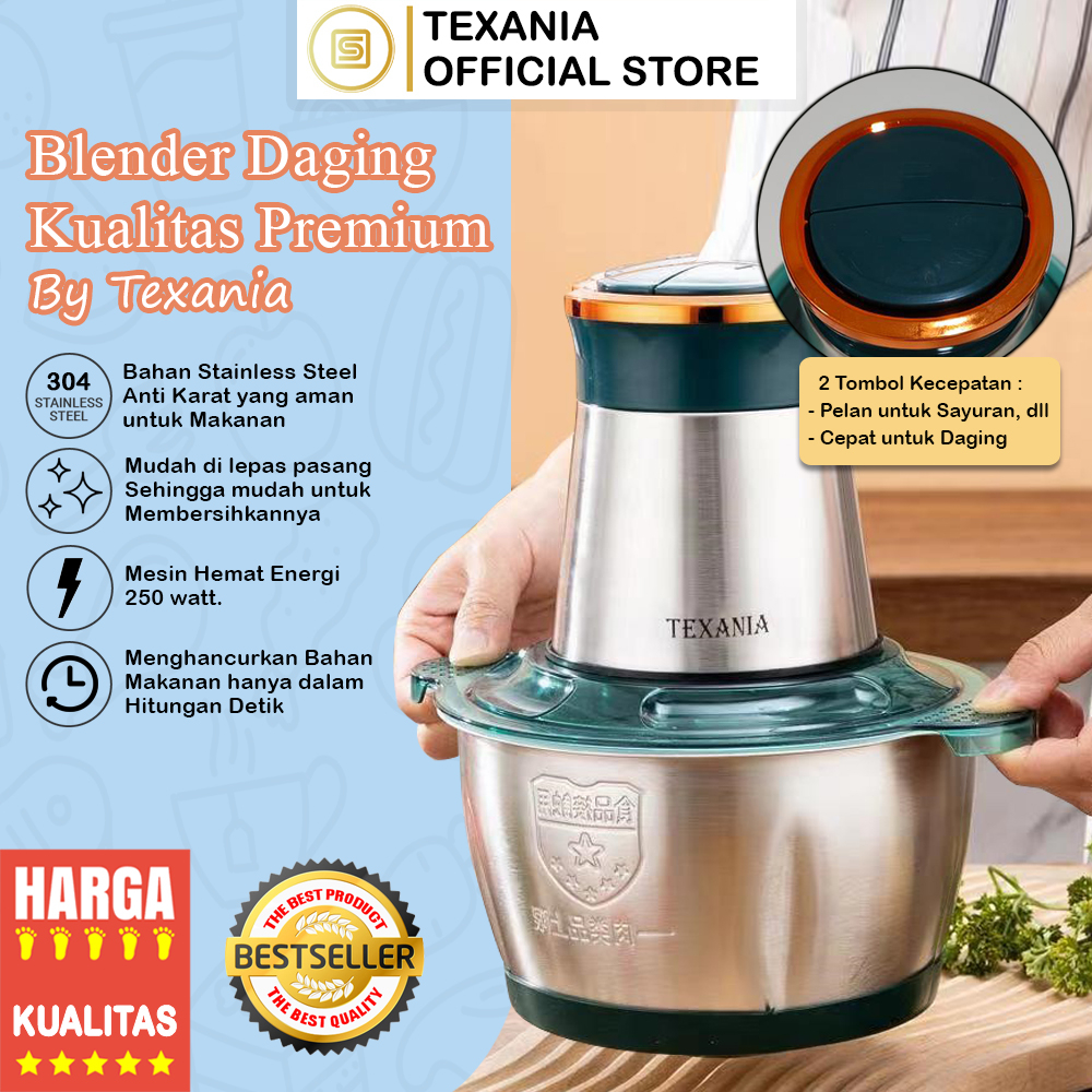 Jual [TEXANIA] Chopper Blender Daging Stainless Steel Penggiling Daging ...