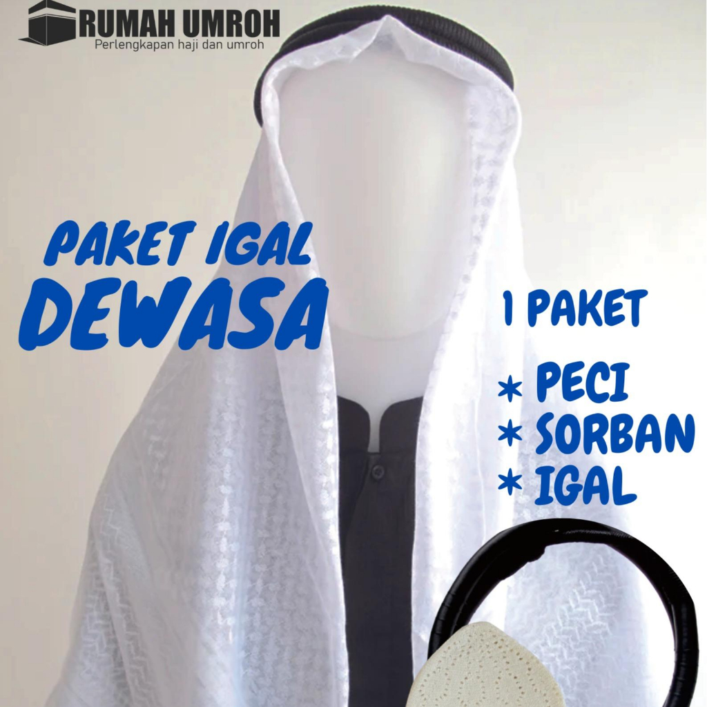 Jual Sorban Arab Igal Tali Peci Putih Dewasa Perlengkapan Haji dan ...