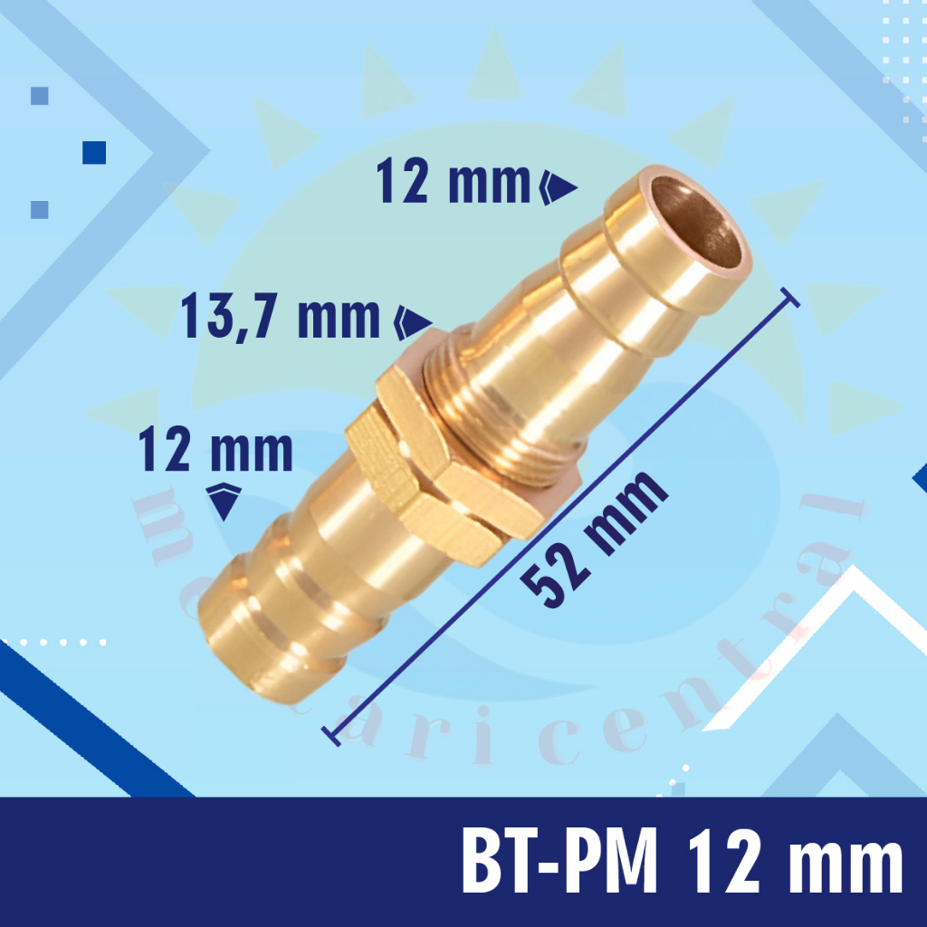 Jual Konektor Adaptor Selang Pipa Equal Barb 6mm 8mm 10mm 12mm 14mm Bahan Tembaga BT-PM BT-PU BT ...