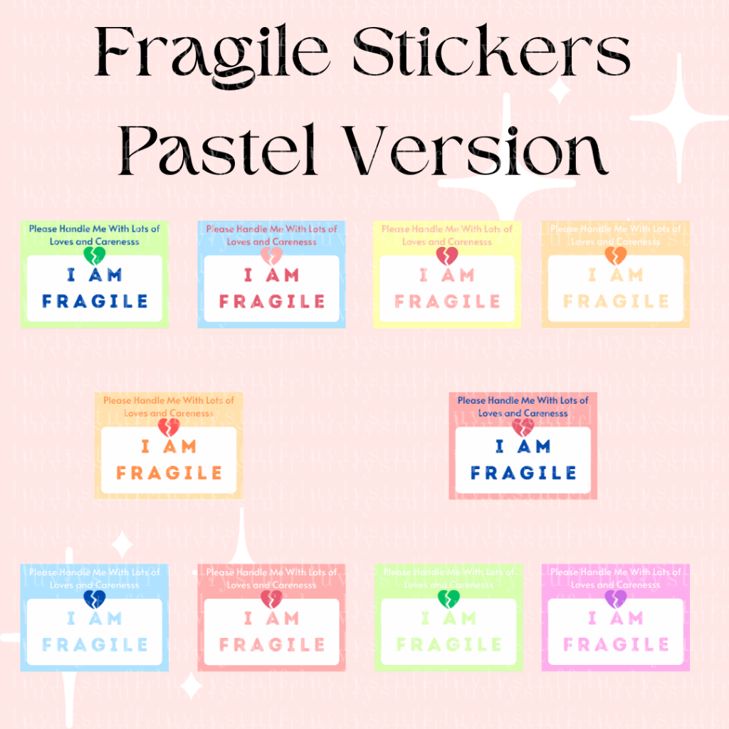 Jual [50 pcs] FRAGILE STICKER PASTEL COLOUR || STIKER PASTEL AESTHETIC ...