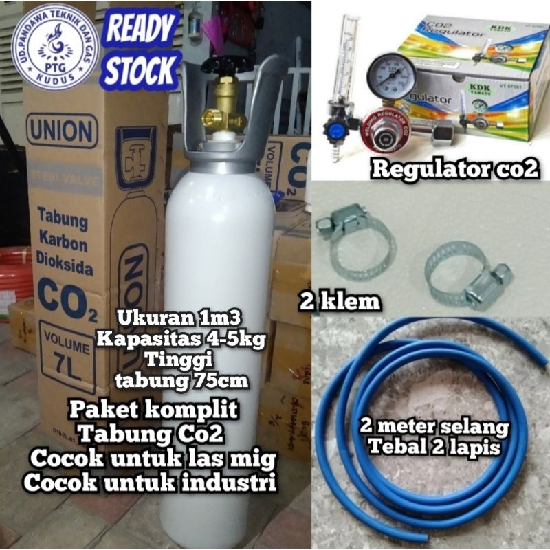 Jual Tabung co2 1m3 las mig kapasitas 4-5kg + regulator + selang ...
