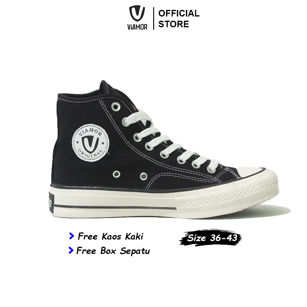 Jual Viamor - Sepatu Vintage High Classic Black White Pria Wanita Size ...