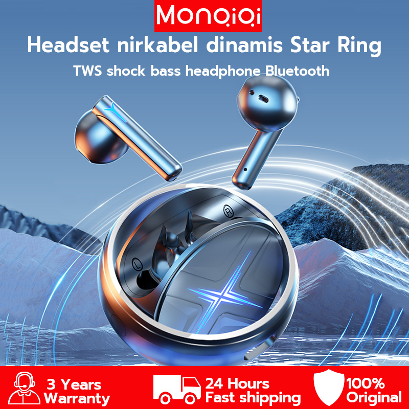 Jual Monqiqi Bluetooth 5.3 Earphone Gaming TWS Headphones Logam Headphone nirkabel gerak ...