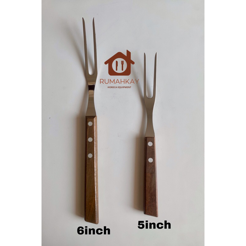 Jual Tramontina Carving Fork / Garpu Daging 5 dan 6 inch handle kayu ...