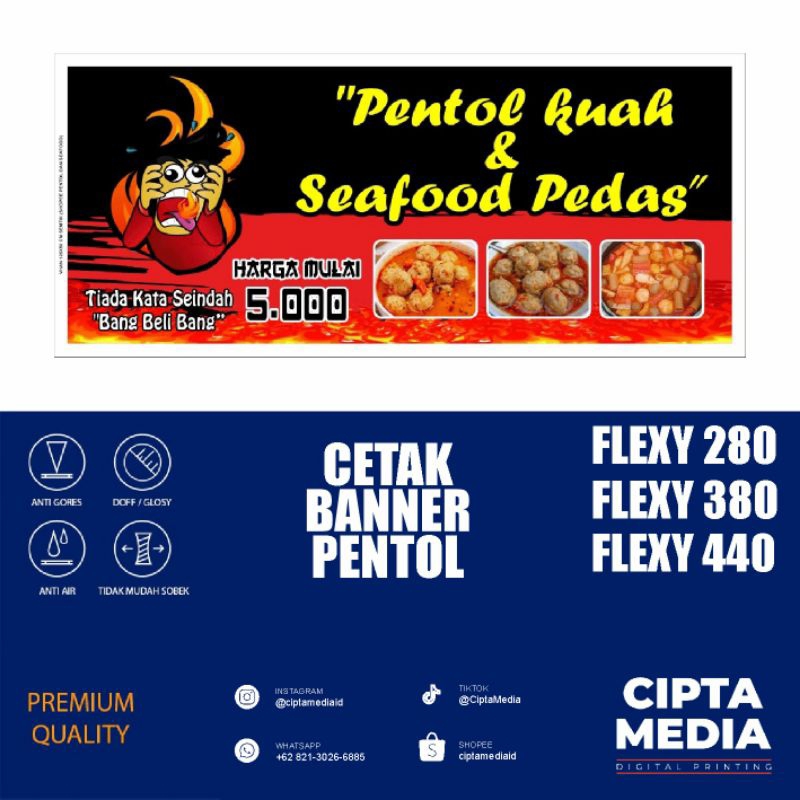 Jual Spanduk Bakso Pentol/ seafood pedas free design | Shopee Indonesia