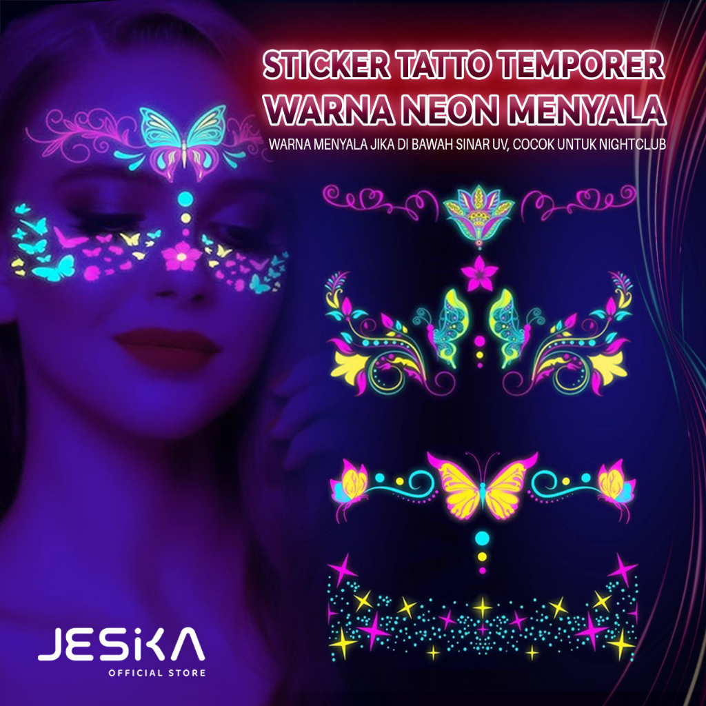 Jual Stiker tato wajah face body makeup glow in the dark tattoo sticker ...