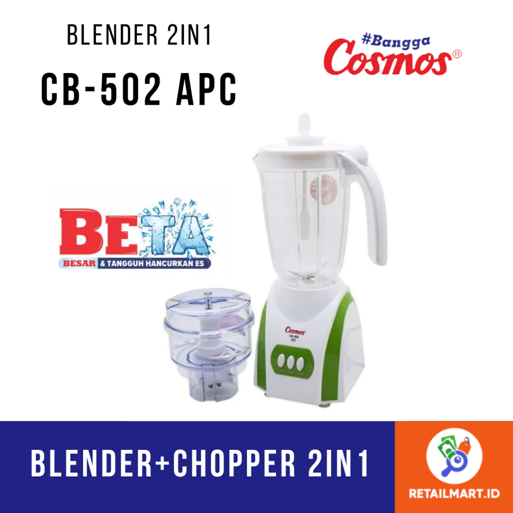 Jual COSMOS: CB-502 APC BLENDER + CHOPPER (2 IN 1) | Shopee Indonesia