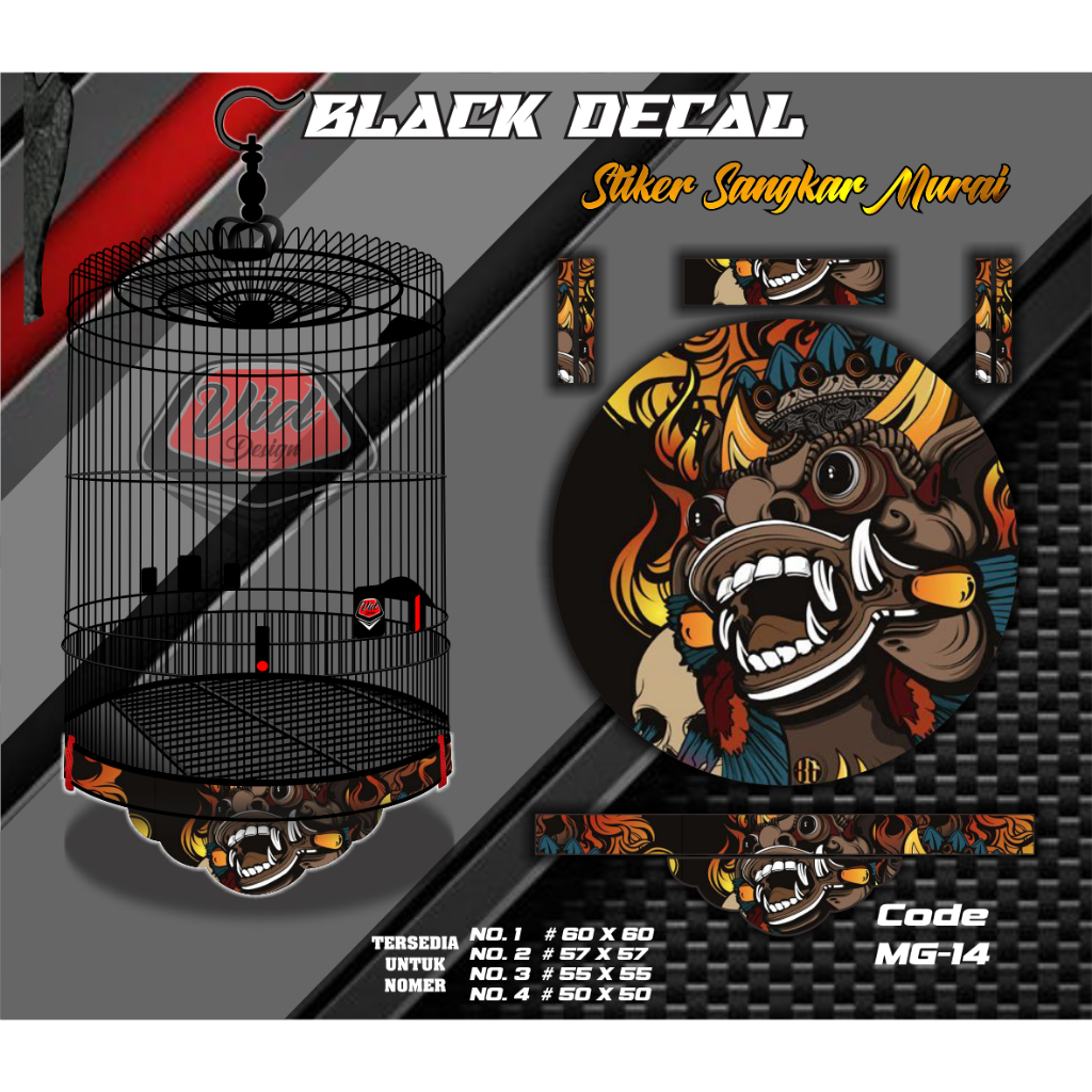 Jual Sticker Sangkar Murai Motif Decal Cakil No 1 2 3 4 | Shopee Indonesia