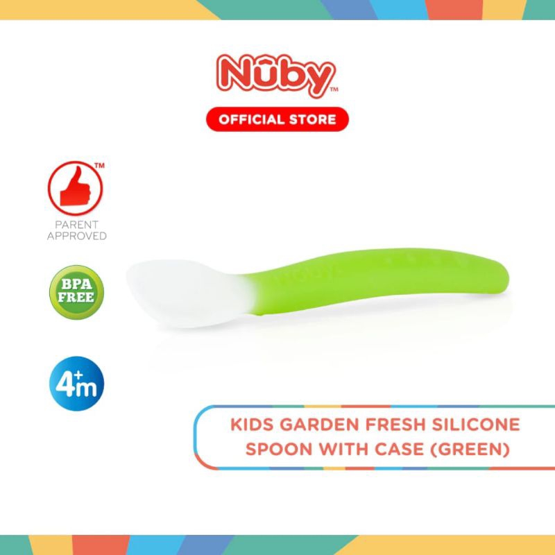 Jual Nuby Kids Garden Fresh Silicone Spoon With Case / Sendok Bayi | Shopee Indonesia