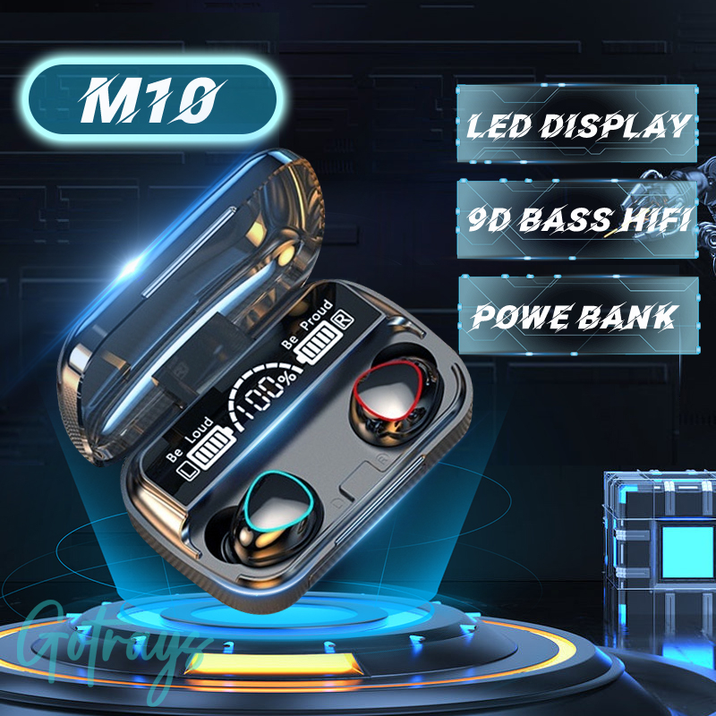Jual Gotrays Headset Bluetooth TWS M10 mega bass Headphone gaming super Digital Indicator V5.1 ...