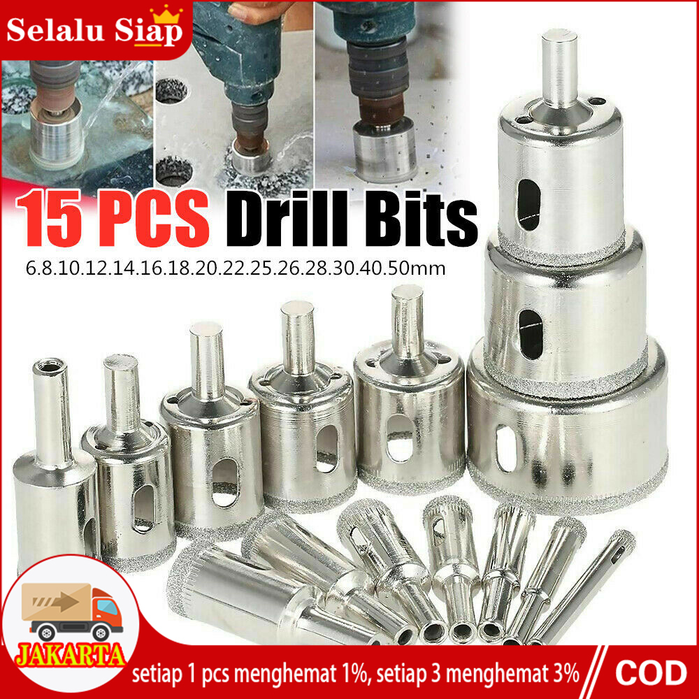 Jual 15/10PCS set Set Mata Bor Kaca Keramik Granit Marmer Batu Porselen ...