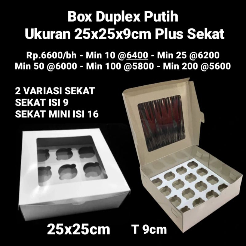 Jual Box Duplex Putih Ukuran 25x25x9cm Plus Sekat / Insert isi 9 lubang ...