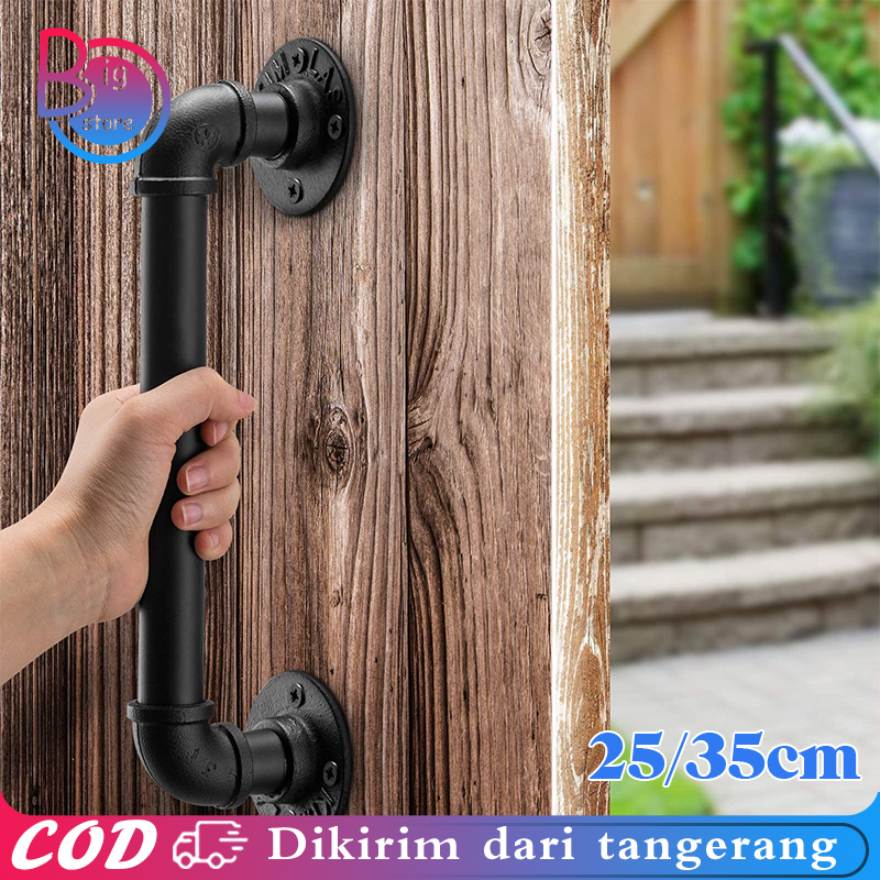 Jual 25/35cm Handle Pintu Geser Industrial Gagang Pintu Besi Hitam ...