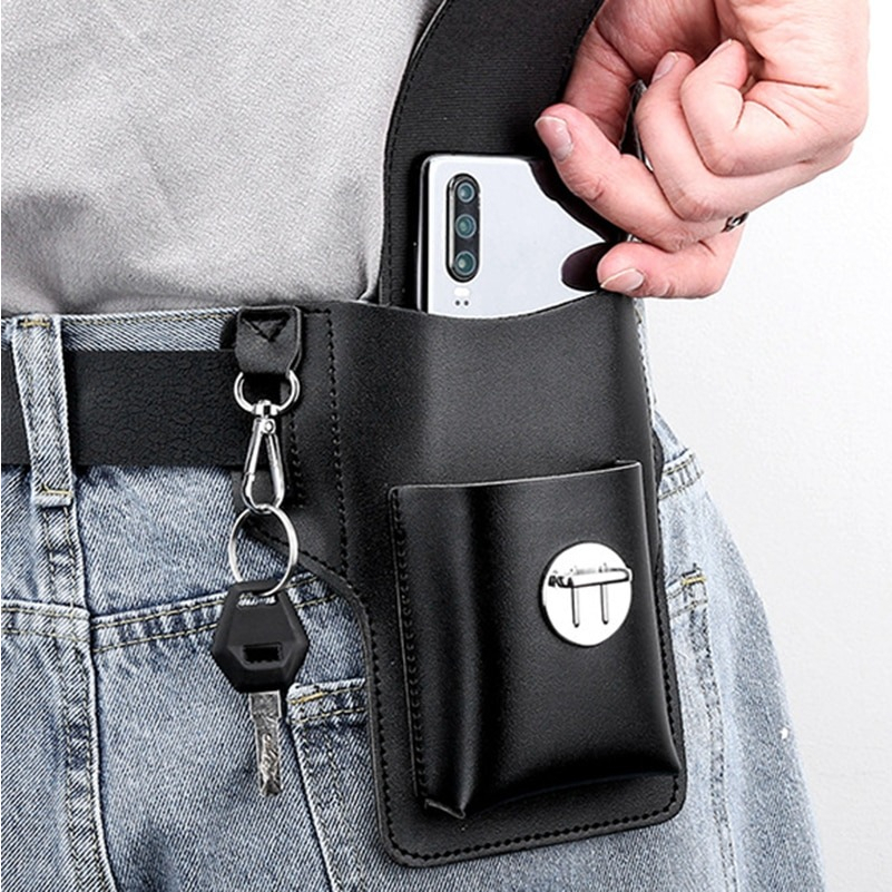 Jual Tas Pinggang 2 Slot Handphone Holster Kulit Holster PU Leather ...