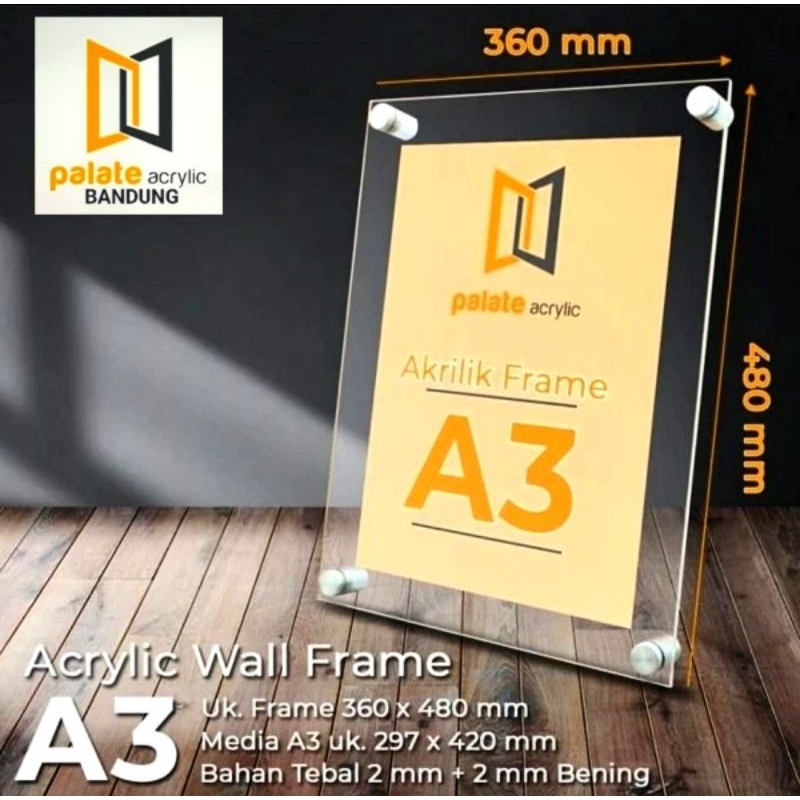 Jual AKRILIK WALL FRAME A3/ ACRYLIC WALL DISPLAY A3 | Shopee Indonesia