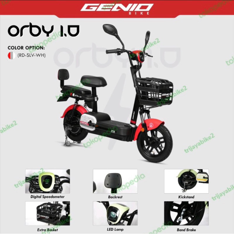 Jual SEPEDA LISTRIK GENIO ORBY 1.0 Electric e bike 350 watt | Shopee ...