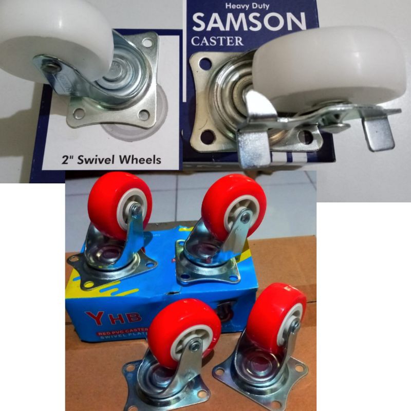Jual RODA CASTER ETALASE 2 inch Merah dan Putih, REM/TANPA REM RODA ...