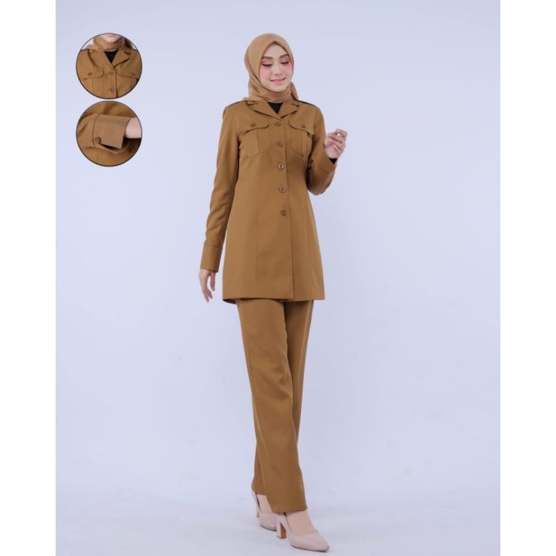 Jual Blazer Princessfa Setelan Seragam Pns Wanita Seragam Pdh Pemda Wanita Baju Pns kheki tua ...