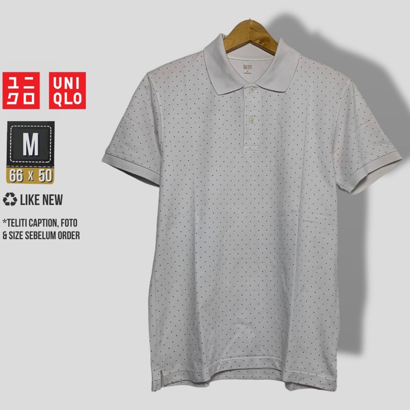 Jual KAOS POLO PRIA UNIQLO MOTIF PUTIH SIZE M | Shopee Indonesia