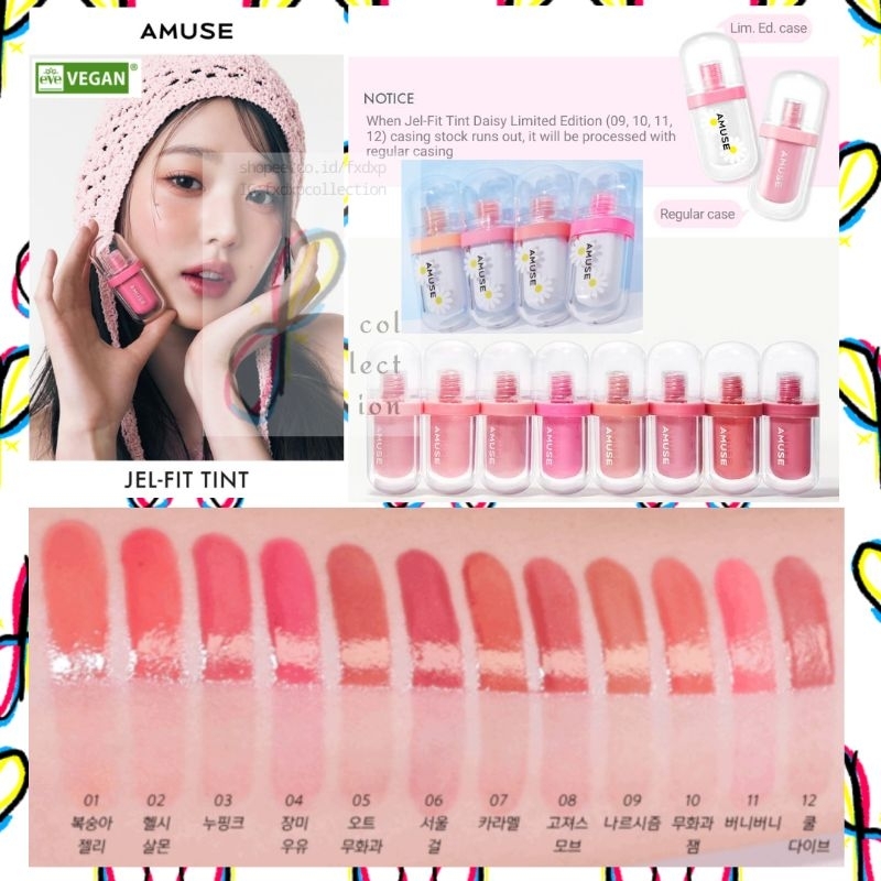 Jual AMUSE Jel-Fit Tint 3.8g ( 12 Color including Daisy Limited Edition Packaging / Case ) Jel ...