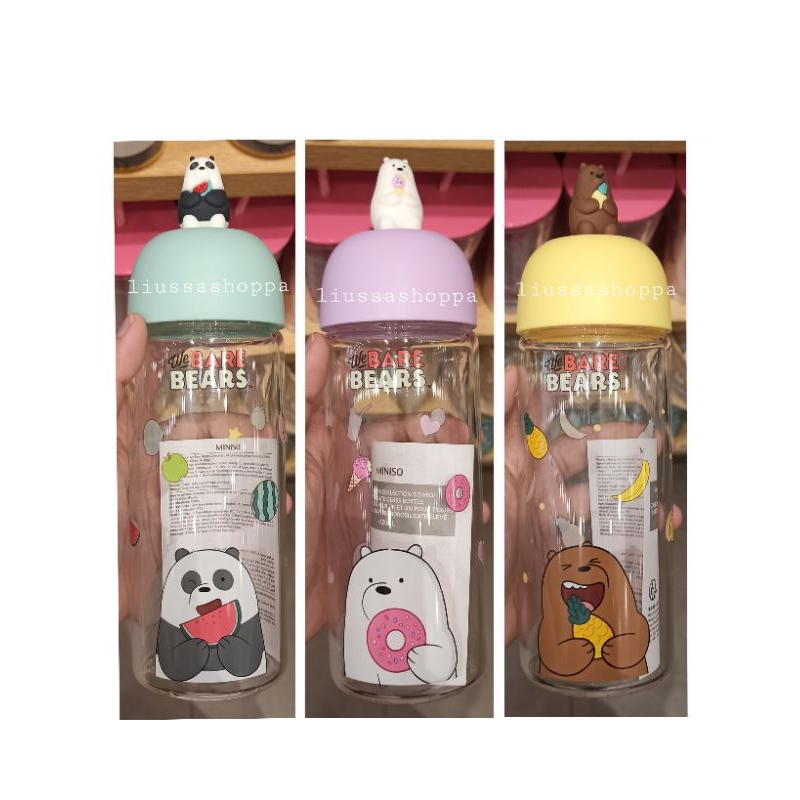 Jual Botol Miniso - We Bare Bears Collection 5.0 High Borosilicate Glass Bottle (420ml) | Shopee ...