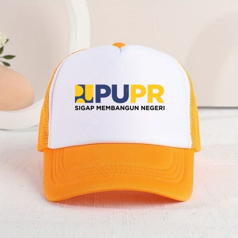 Jual PUPR TOPI TRUCKER COMBINASI FULL SABLO BISA COSTUME LOGO | Shopee ...