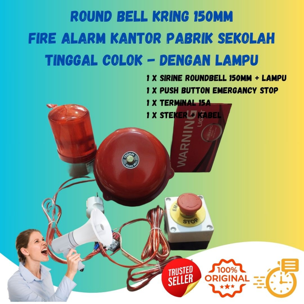 Jual Sirine Fire Alarm Round Bell 6inch Istirahat Pabrik Sekolahan Siap Pasang | Shopee Indonesia