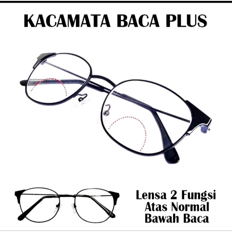 Jual Kacamata baca 2 fungsi bifocal plus (+) dari +1,00 s/d +4,00 kacamata plus kacamata baca ...