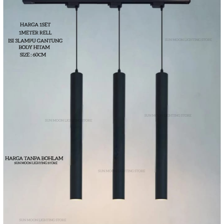 Jual Lampu gantung minimalis bar 40cm 60cm spotlight rell 1m track ...