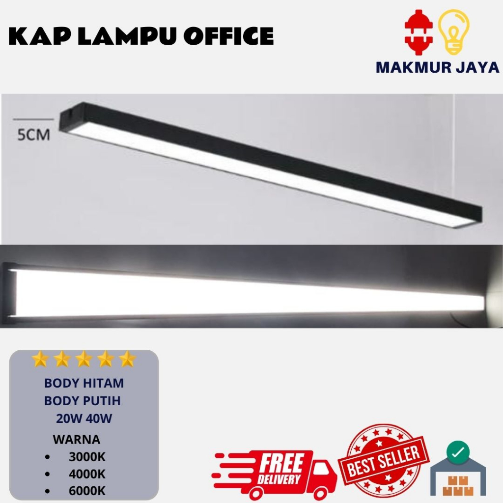 Jual HANGING LAMPU OFFICE LED 20 40W WATT LAMPU GANTUNG LED LAMPU BALOK ...