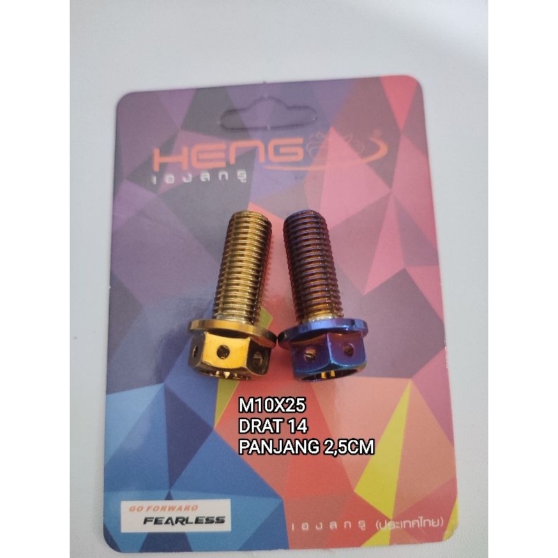 Jual baut probolt flower heng gold blue ukuran m10x25 drat 14 panjang 2,5cm harga satuan/1pcs ...