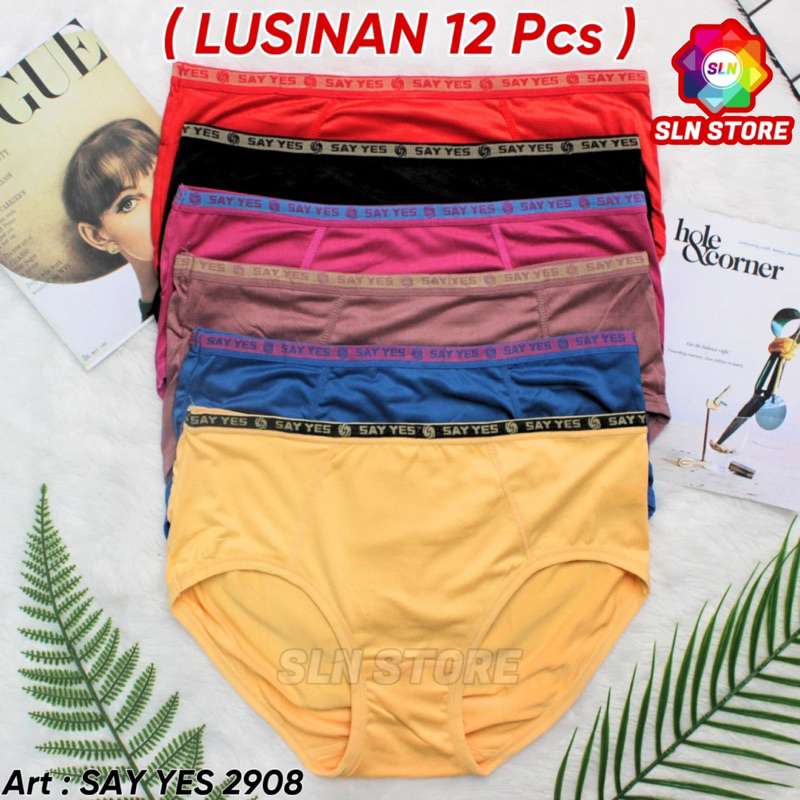 Jual (12 Pcs) CELANA DALAM WANITA SAY YES CD KATUN PEREMPUAN PREMIUM SAYYES 2908 | Shopee Indonesia