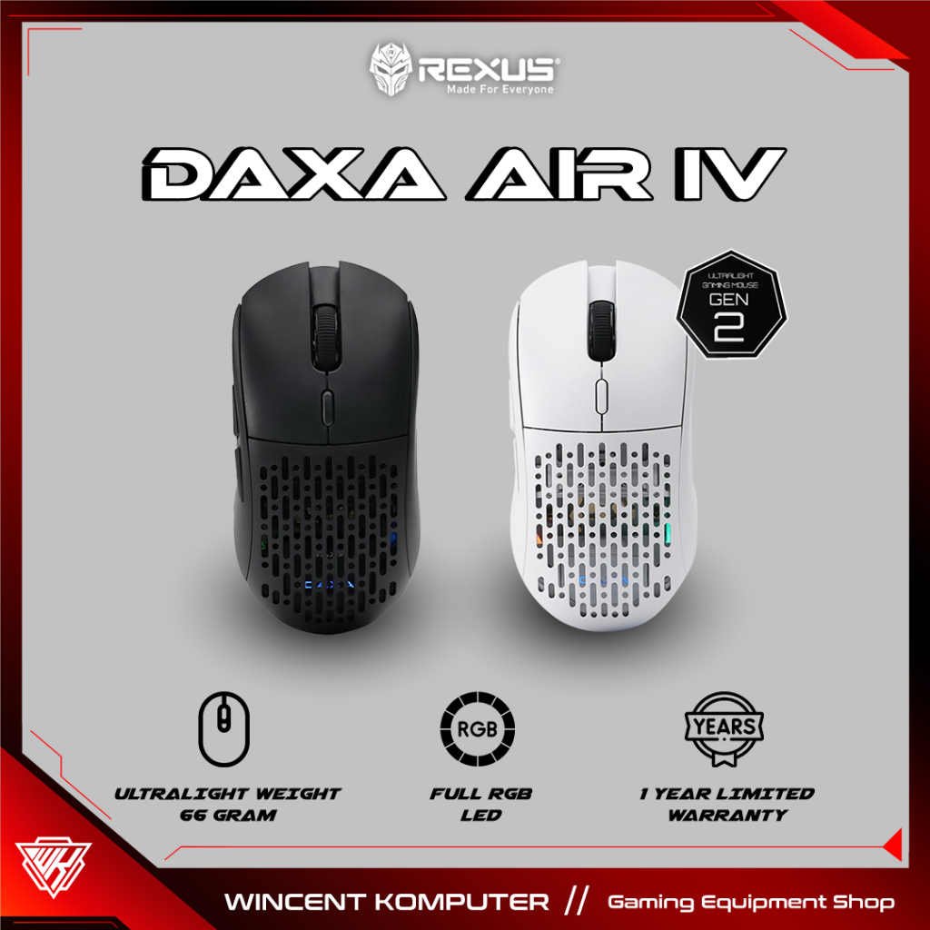 Jual Rexus PRO Mouse Wireless Gaming Daxa Air IV - Black / White ...