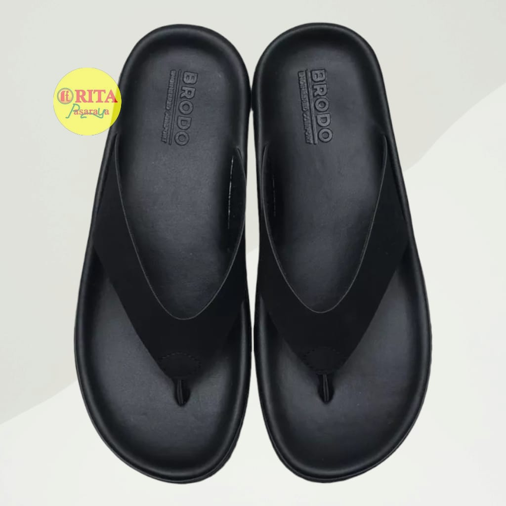 Jual Brodo Sandal Flipper Full Black | Shopee Indonesia
