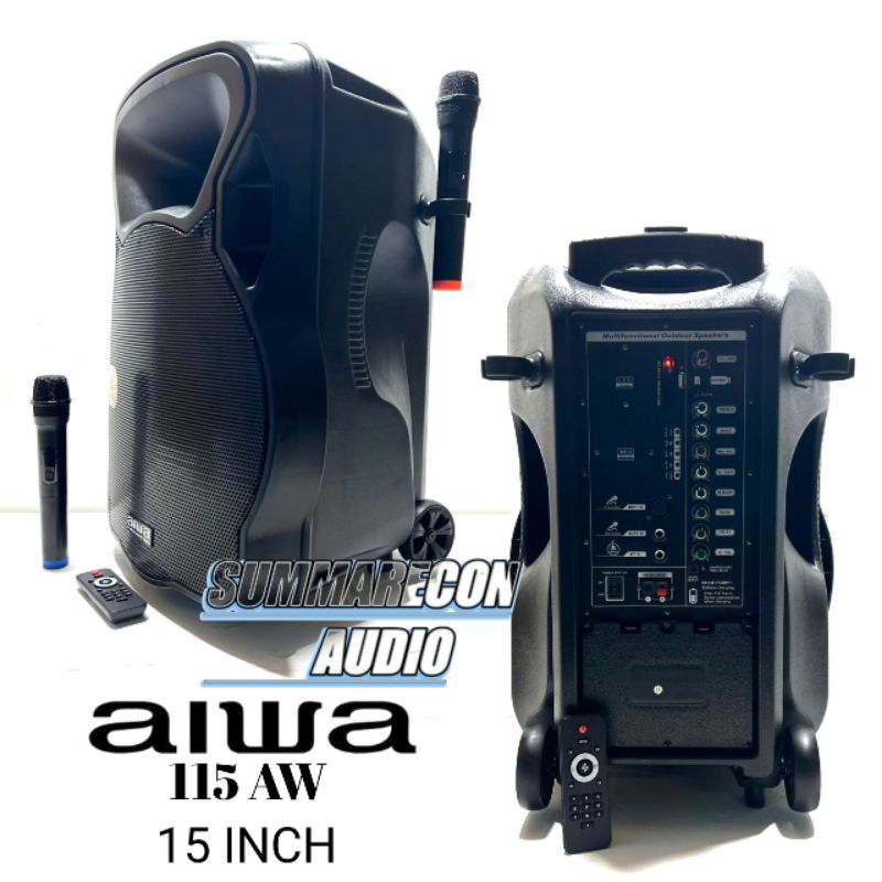 Jual Speaker Portable Aiwa 115 AW Speaker 15 Inch 2Mic Handheld Bluetooth | Shopee Indonesia