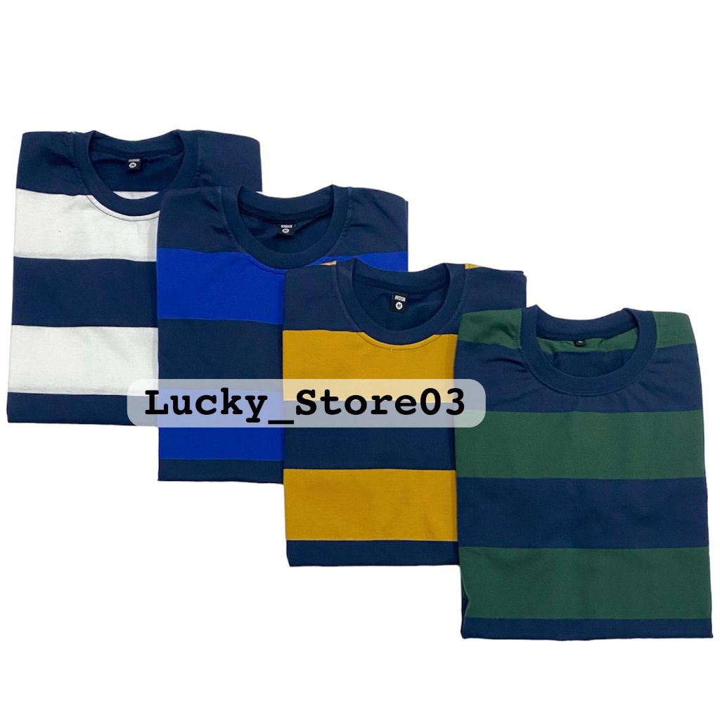 Jual (Tebal ) Kaos Stripe Premium 24s Navy Series / Kaos Salur Cotton ...