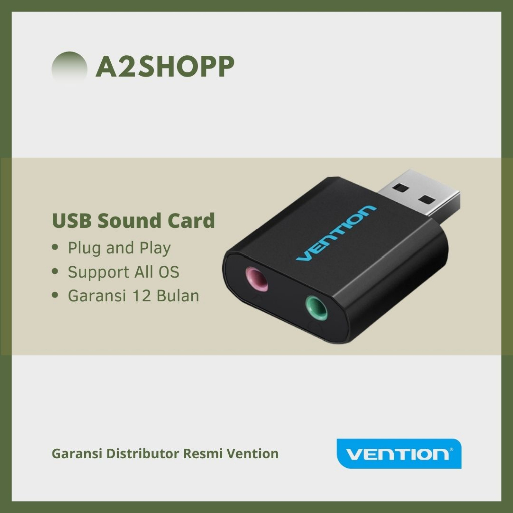 Jual Vention Sound Card Converter USB To 3.5mm Audio Splitter For ...